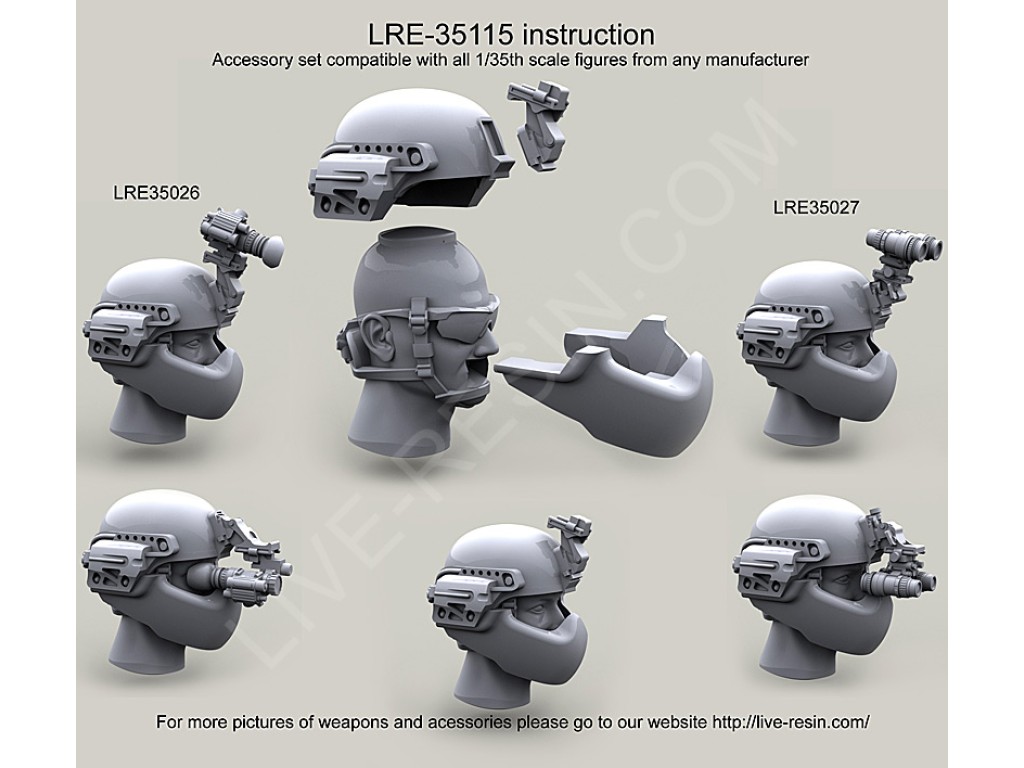LRE35115 US Army Modern Heads in ACH/MICH helmet without cover and MTEK ...